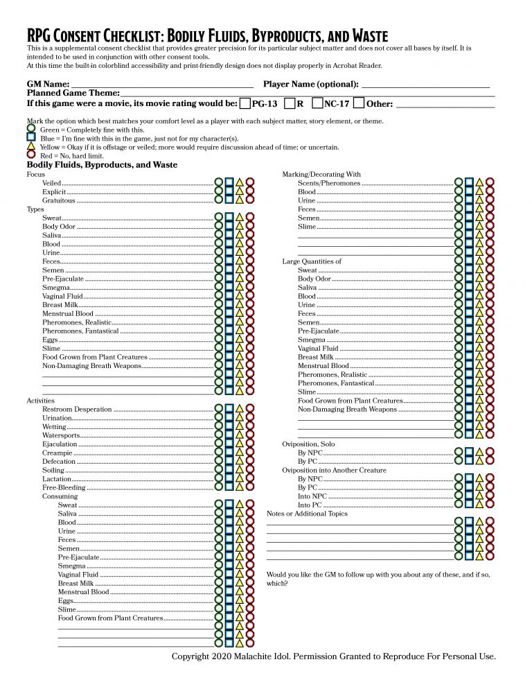 TTRPG Consent Tools - Malachite Idol